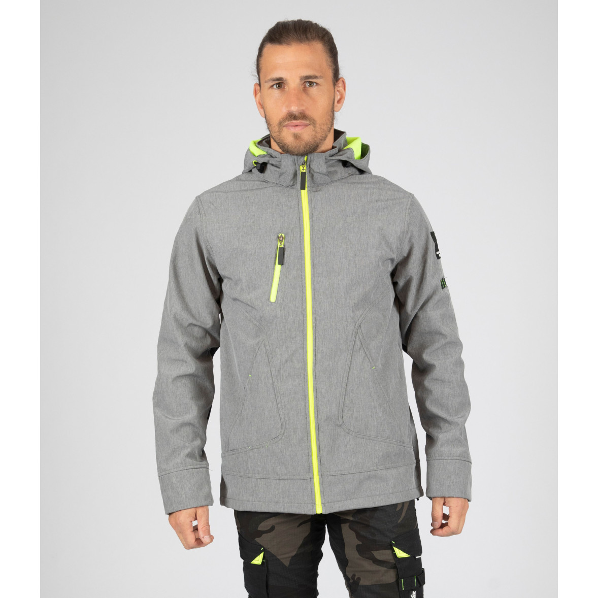 Borel heather gray and fluorescent yellow softshell jacket - Nine Worths by North Ways