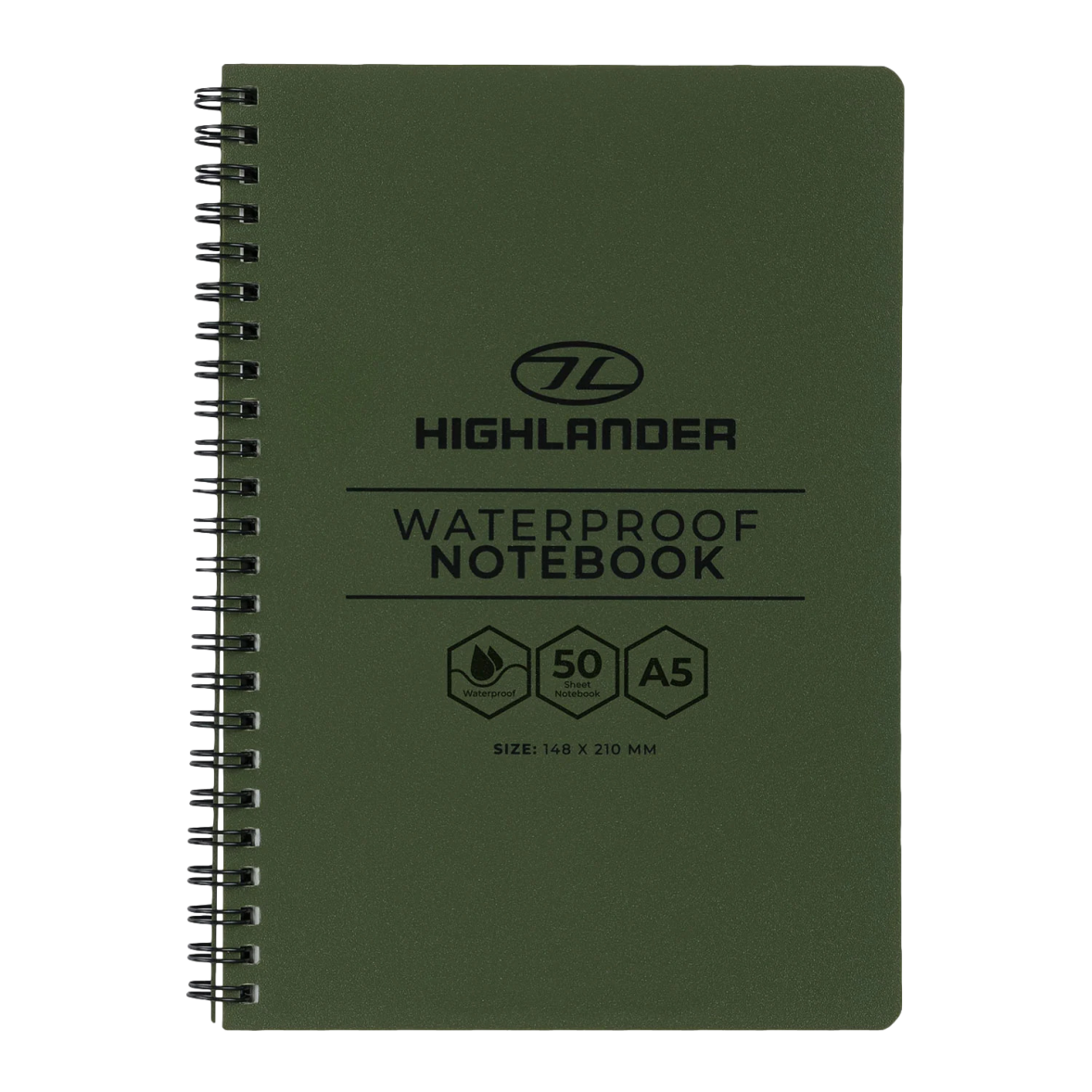 Carnet de notes étanche A5 vert olive - Highlander