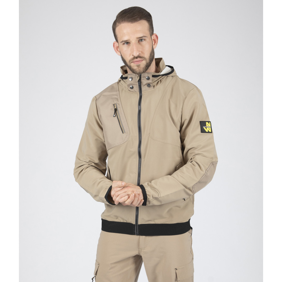Beige Irons multi-pocket work jacket - Nine Worths by North Ways