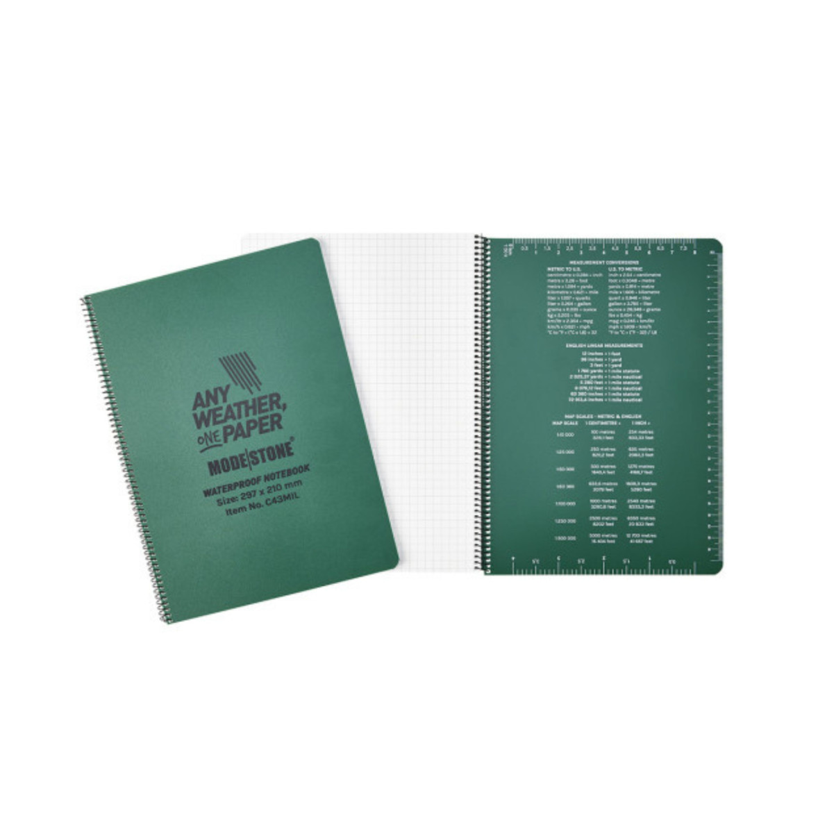 100-page All-Weather Notebook 210 x 297 cm olive green - Modestone