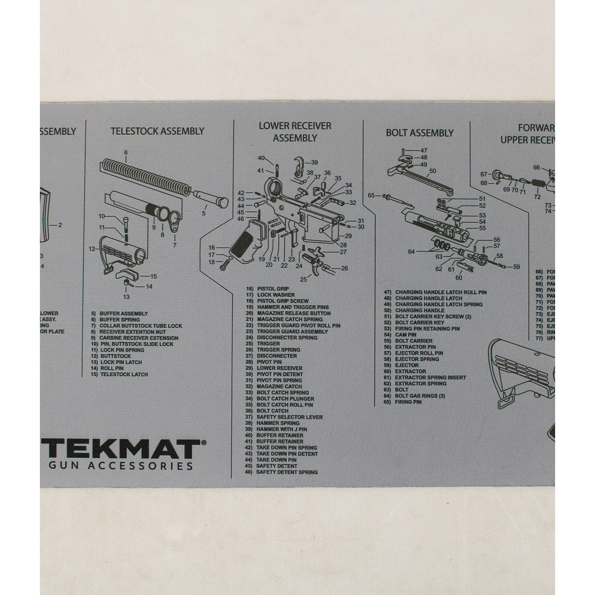 Gray AR-15 Disassembly Mat - Tekmat
