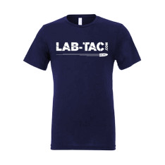 Lab-Tac T-Shirts: Navy blue and black with logo and motif