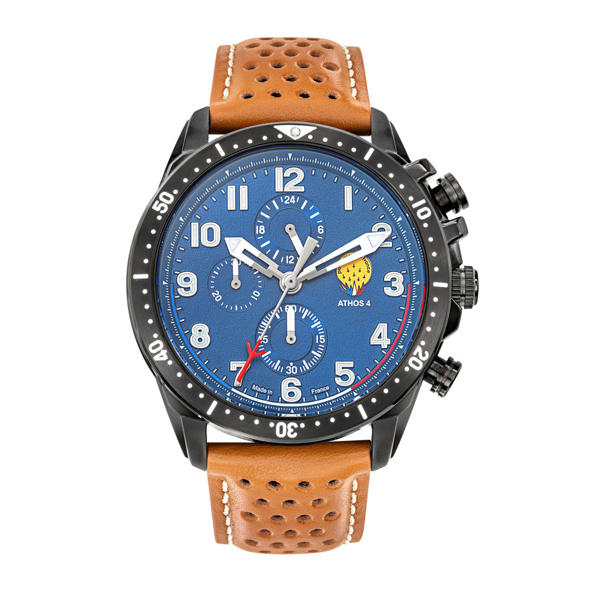 Athos 4 Watch Blue Dial Brown Leather Strap - Patrouille de France