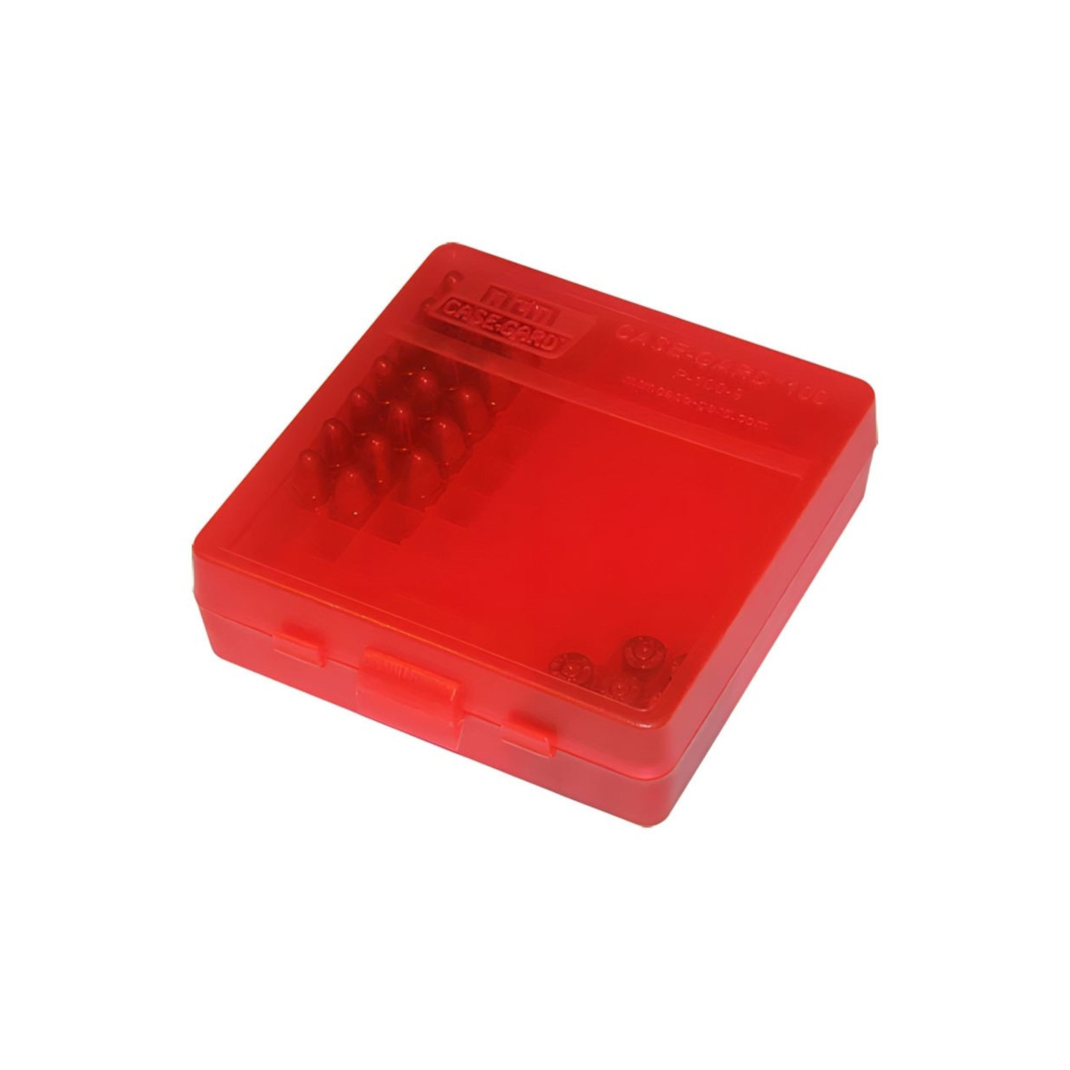 Ammunition Box 100 Cartridges with Lid for .22 LR, Red - MTM Case-Gard