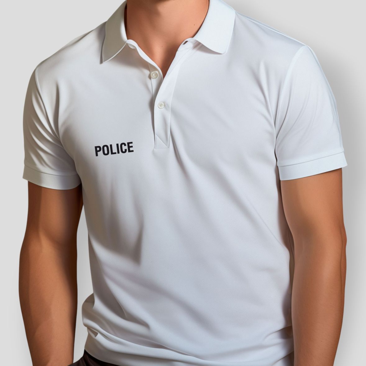 Polo à manches courtes sérigraphié Police - Blanc - Patrol Equipement