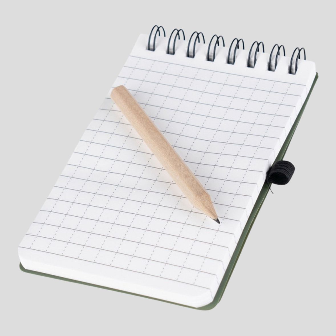 Waterproof notebook with pencil 13x7.5cm - Olive Green - Fosco Industries