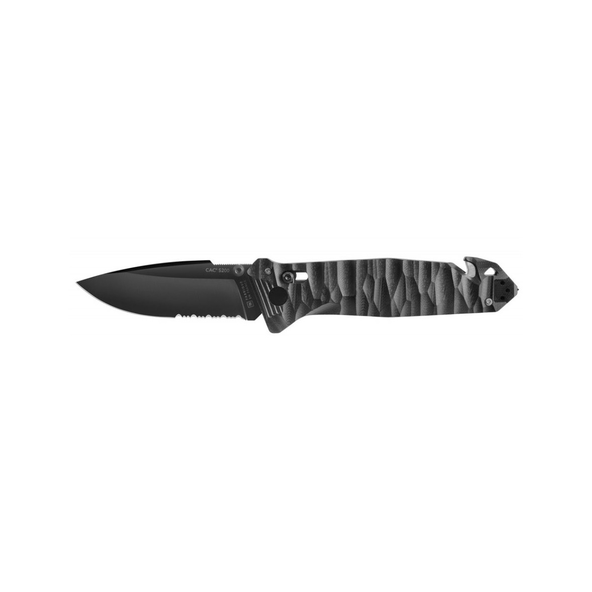 Cac® S200 serrated G10 black pocket knife - TB Outdoor
