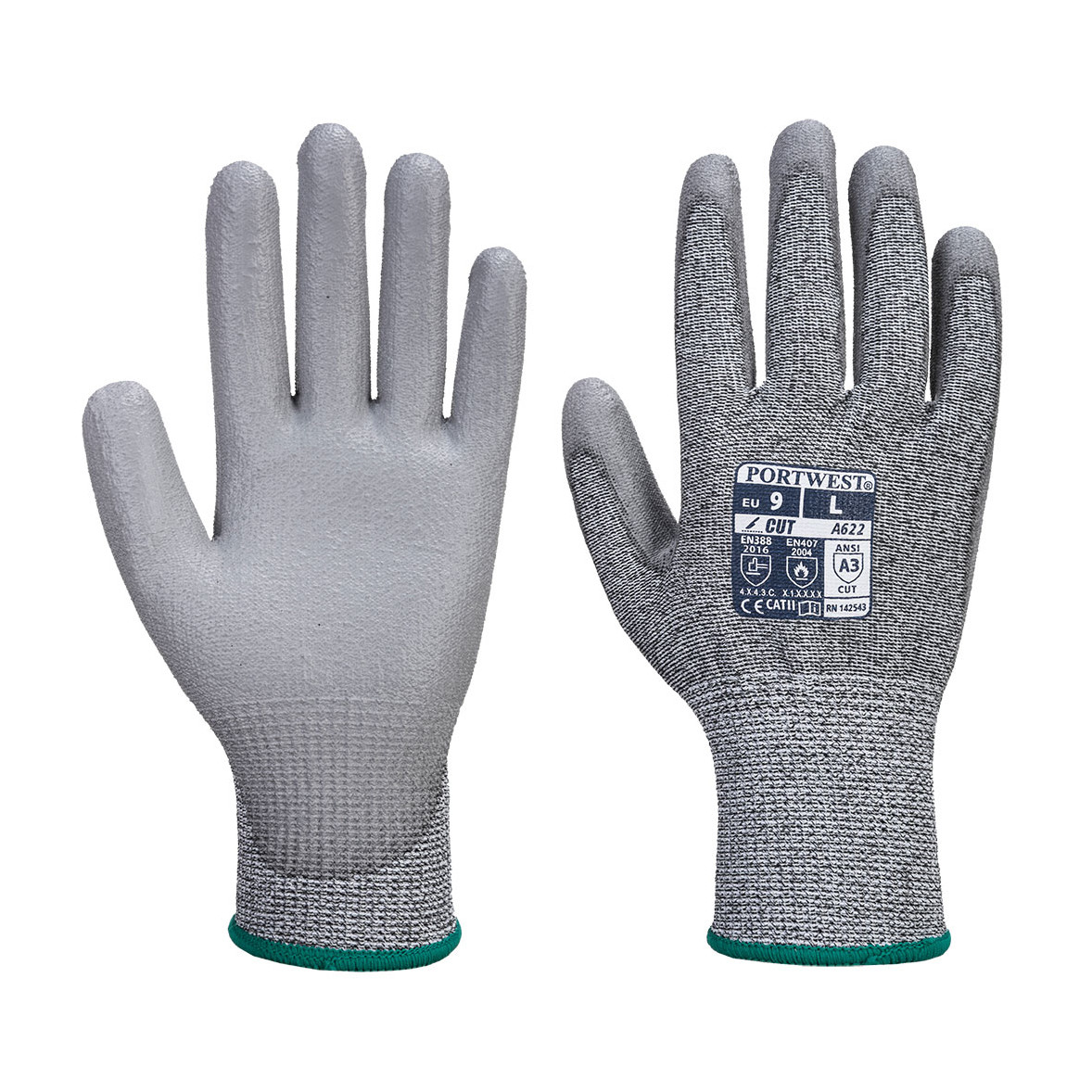 Cut-resistant glove level C with Grey PU palm - Portwest