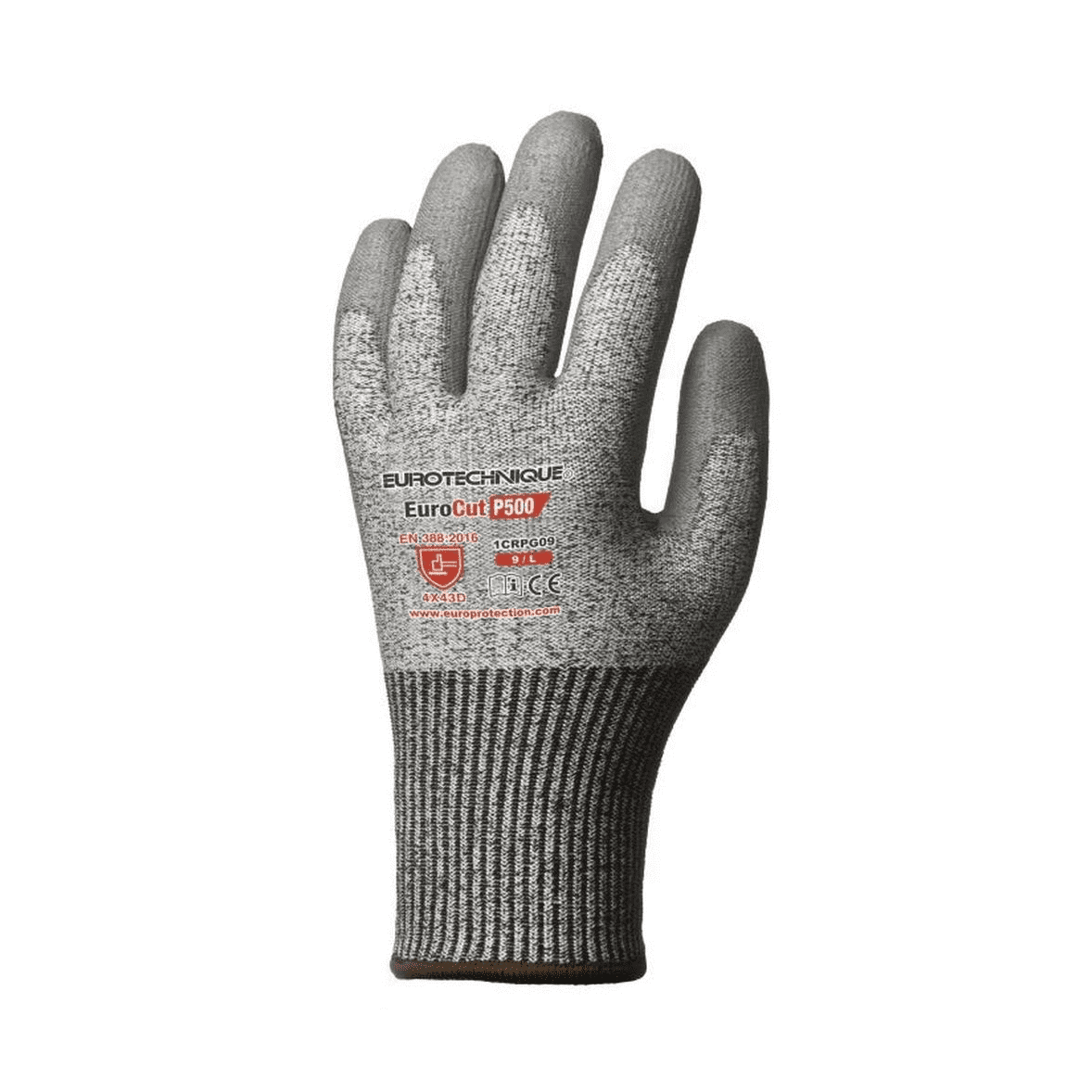 EUROCUT P500 HPPE 5 gloves with grey PU coated palm Coverguard