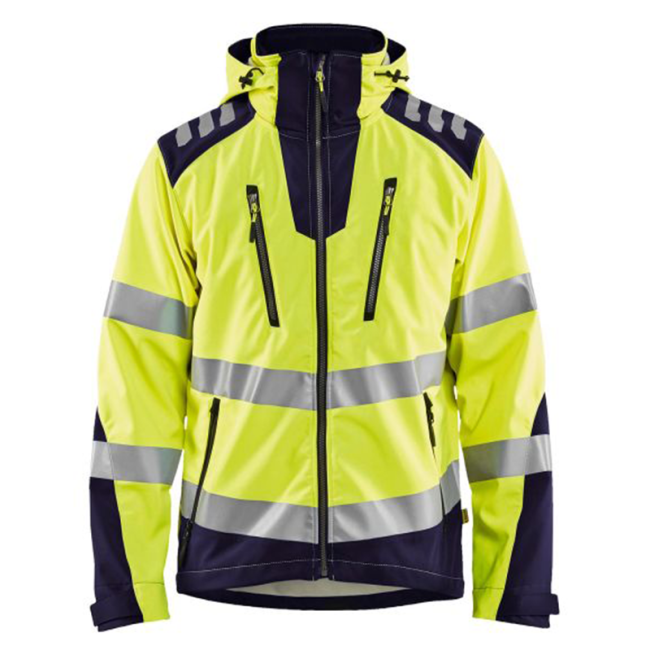 High-visibility Softshell Jacket Fluorescent Yellow/Navy - Blaklader