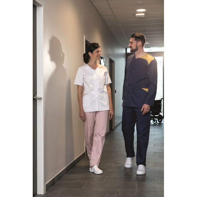 Túnica feminina de mangas compridas Flavie Branco e rosa - Robur