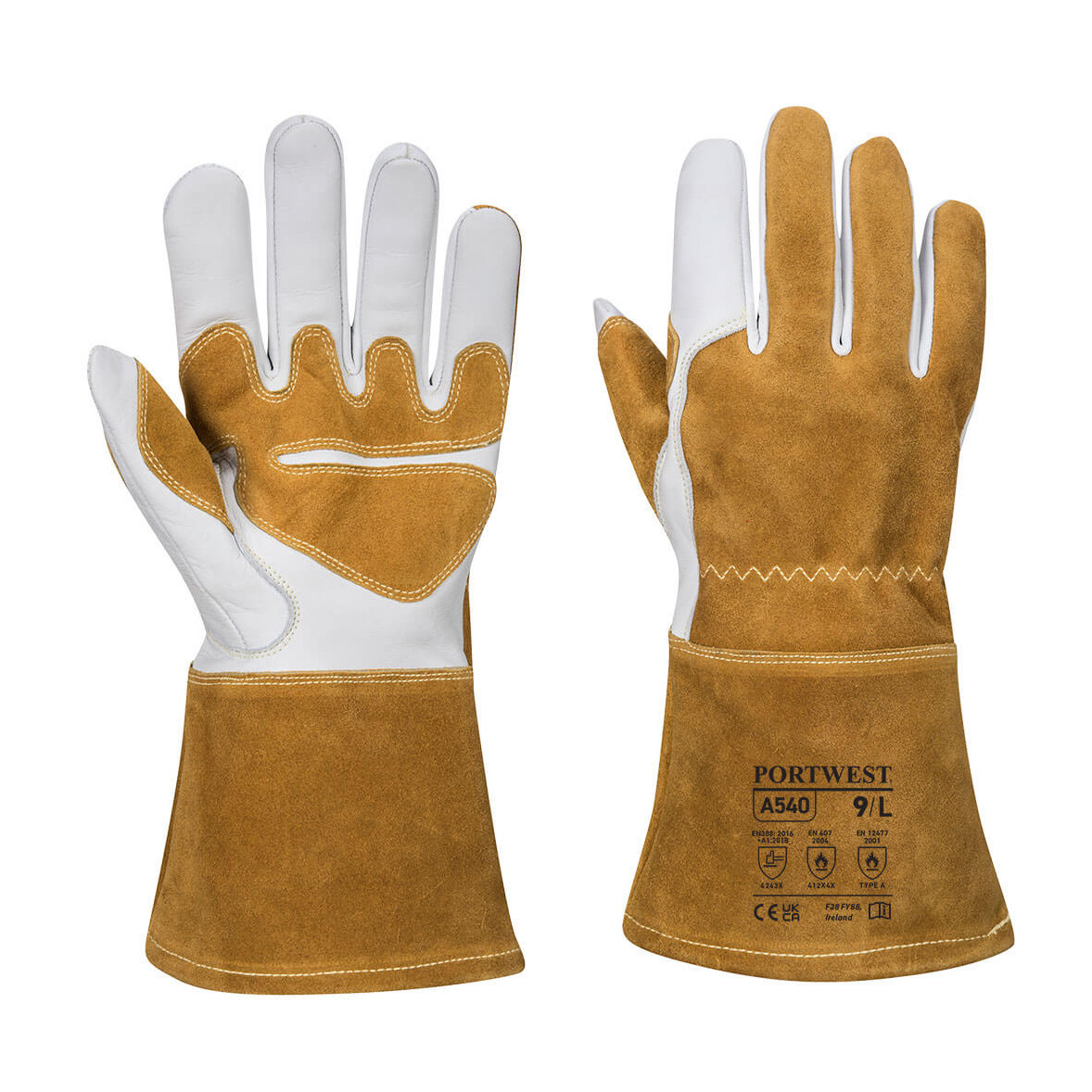 Gants soudage ultra en cuir marron/blanc - Portwest