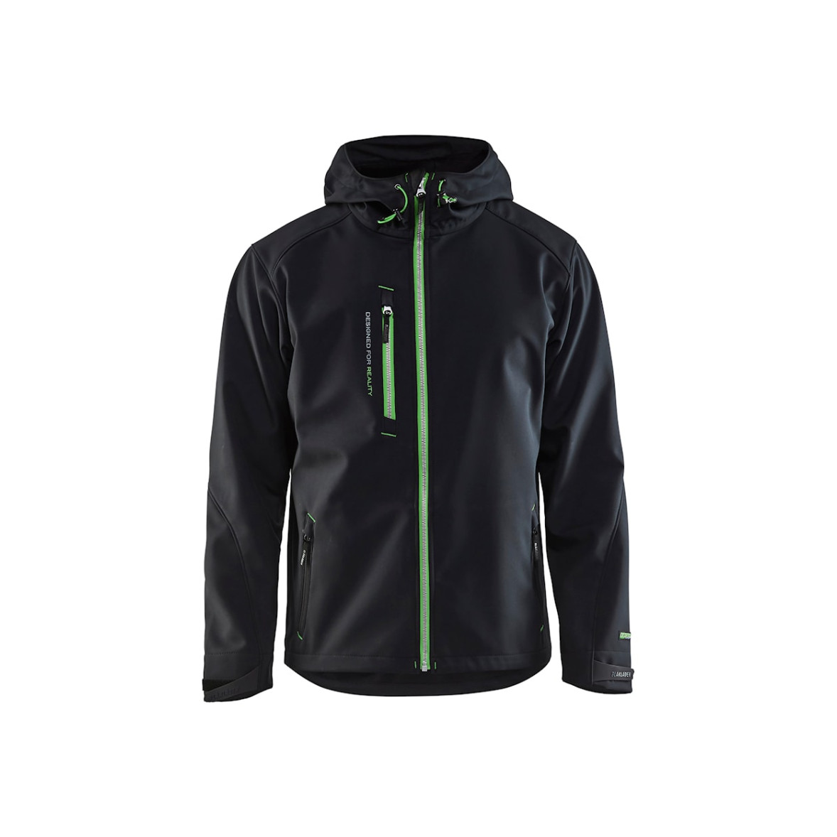 Black/Green Hooded Softshell Jacket by Blaklader