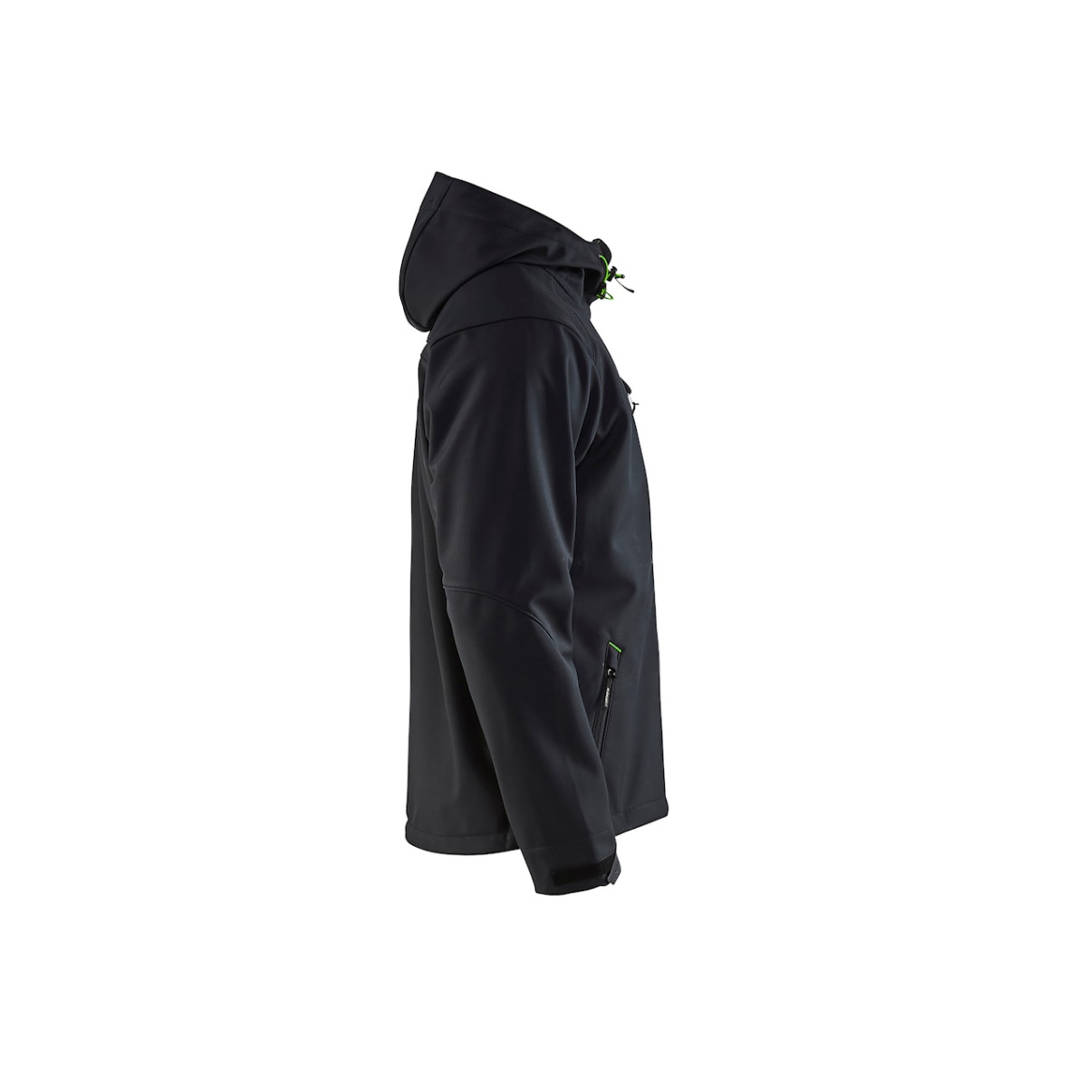 Black/Green Hooded Softshell Jacket by Blaklader