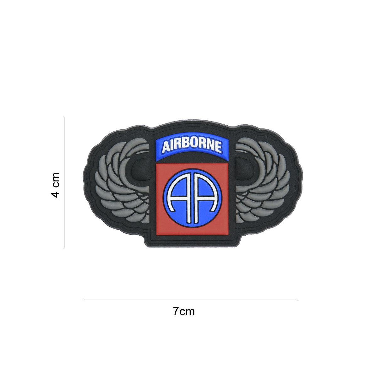 Patch 3D PVC 82nd Airborne silver wings marque 101 Inc